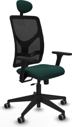 Piqueras y Crespo &Uuml;berwachungsstuhl mit 3D-Armen, h&ouml;henverstellbarer Lendenwirbelst&uuml;tze und festem Kopfteil, ausgestattet mit Syncro/Traslack und Schneideschaum, Schwar