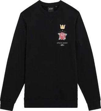 Lyle & Scott Homme, Sweatshirts et sweats à capuche, Bleu, Taille: L Pull molletonné ras du cou avec motif pub