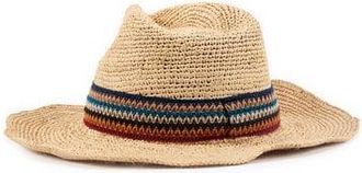 Au Printemps Paris Chapeau &agrave; rayures en raphia