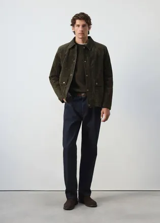 Mango Veste 100 % cuir et daim vert fonc&eacute; - Homme - XXL - MANGO MAN