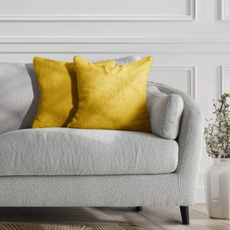 Decoking 2tlg 2 Kissenbez&uuml;ge 45x45 cm Mikrofaser Rei&szlig;verschluss Fleece Kissenh&uuml;llen senfgelb Henry