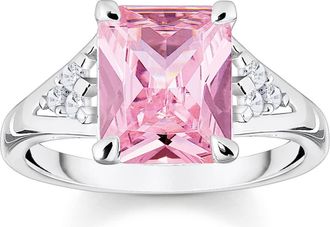 Thomas Sabo Thomas Sabo Damen Ring aus Sterling-Silber mit Zirkonia-Steinen in Wei&szlig; und Pink, Gr. 54, TR2362-051-9-54
