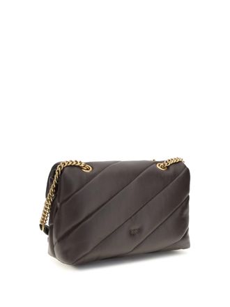 Pinko Womens Shoulder Bag Love Classic Marasca Brown Brown-Antique Gold Calf Leather Brown/antique