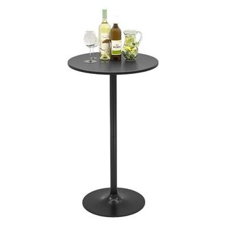 Giantex Table de Bar Ronde 2 en 1, Mange-Debout avec Cadre en M&eacute;tal, Hauteur R&eacute;glable 56/102 cm, Diam&egrave;tre 60 cm, Table Haute de Bar Charge 55 KG, pour Bistrot