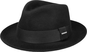 Stetson Lenberg Fedora Wollhut Wollfilzhut Filzhut Herren - Herbst-Winter Herbst Winter - 59 cm schwarz