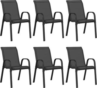 vidaXL Vidaxl - Chaises empilables de jardin 6 pcs Noir Tissu textil&egrave;ne