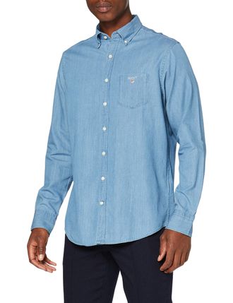 GANT Herren Reg Indigo Bd Hemd, Semi Light Blue, 3XL EU