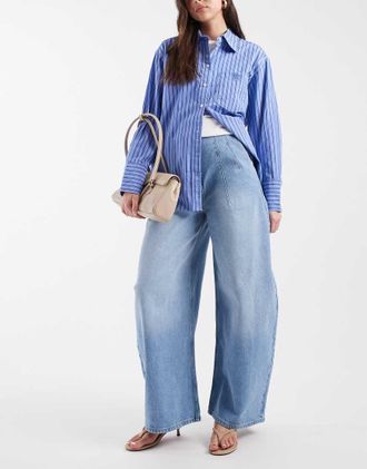 Asos Jean barrel oversize &eacute;pur&eacute;-Bleu