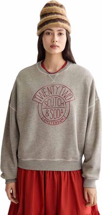Scotch & Soda Gewaschenes Sweatshirt mit Oversize-Passform und Grafik, Grau Melange U031, XL