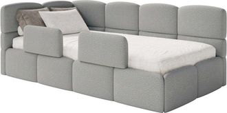 Selsey Selsey Cloudy - Kinderbett 120x200, Kopfteil links, Matratze & Bettkasten, Boucl&eacute; Grau