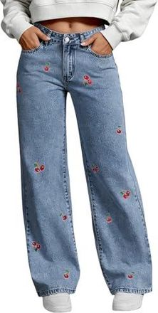 Generic Jeans Femme Taille Haute Wide Leg Denim Pantalon Baggy Extensible Large Jean Femme Elastique Jeggings avec Poches Confortable Grande Taille Taille Ela