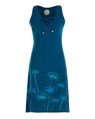 vishes Damen Minikleid in T&uuml;rkis I Gr&ouml;&szlig;e 2XL (44) I Handgefertigt aus 100% Baumwolle I Stylisches Sommerkleid f&uuml;r Freizeit & Alltag I Nachhaltige Alternative