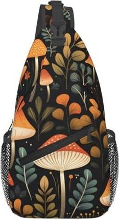 Generic Sacoche Port&eacute; &eacute;paule Champignons de sewant dautomne R&eacute;glable Sac De Poitrine Polyester Sac &agrave; Dos De Voyage pour Cyclisme &eacute;cole Homme