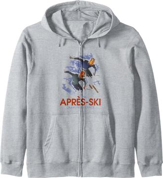 Trendy Apparel Apres-Ski Chamonix France Vintage Art Skiing Kapuzenjacke