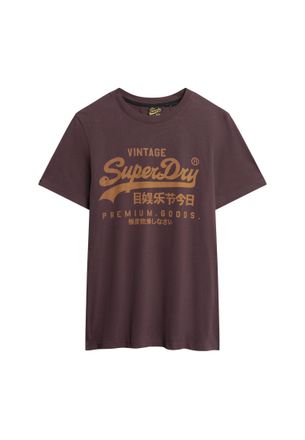 Superdry Herren Vintage Logo Premium Goods T-Shirt Sattes Burgunderrot S