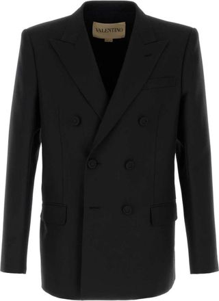 Valentino Garavani Homme, Costumes, Noir, Taille: XL Veste Crois&eacute;e en Gabardine de Laine