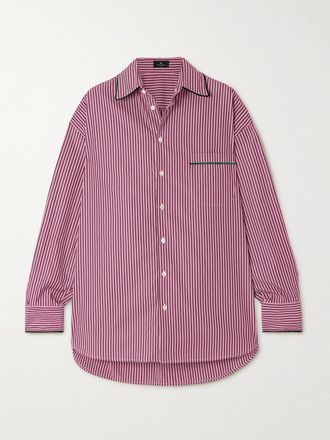Etro Chemise En Popeline De Coton &Agrave; Finitions En Velours Et &Agrave; Rayures - Rouge