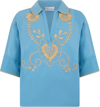 Red Valentino Femme, Blouses et Chemises, Bleu, Taille: 42 FR Hauts