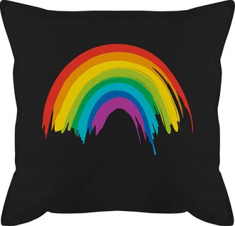 Shirtracer Kissen 50x50 - Pride Flag - Regenbogen LGBT & LGBTQ - 50 x 50 cm - Schwarz - Gay CSD Rainbow schmusekissen Lesbian Christopher Street Day männerkissen