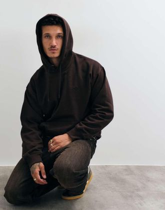 adidas Originals sweat &agrave; capuche ample marron fonc&eacute;