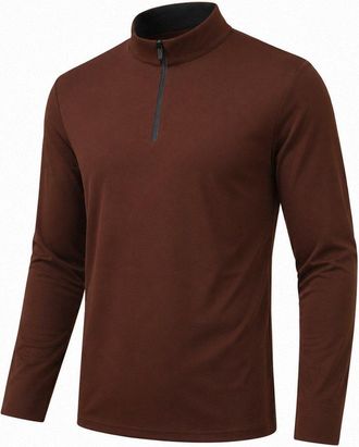 AlltheMen Sweatshirt Bicolor Stehkragen Herren Sweatshirt Langarm mit Halbzip Freizeitstil