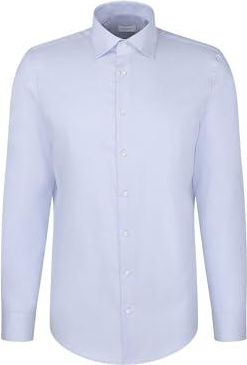 Seidensticker Chemise &agrave; Manches Longues en Coton pour Homme - Coupe ajust&eacute;e, Bleu Moyen (643510), 38