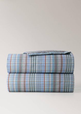 Mango Housse de couette enfant percale de coton &agrave; carreaux lit 90 cm bleu - Home - Lit 90 cm - MANGO HOME