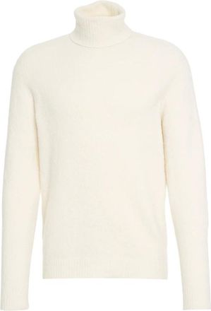 Roberto Collina Homme, Pulls, Blanc, Taille: M Pull en Tricot à Col Haut Classique Bianco