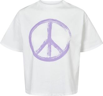 Americandreams Americandreams, Femme, Tops, Blanc, Taille: 44 FR Cropped Peace Cotton T-Shirt