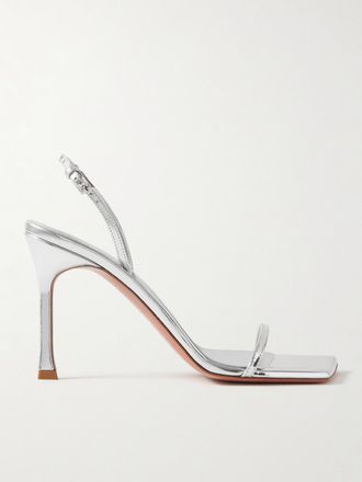 Amina Muaddi Sandales En Cuir Effet Miroir Maya - Argent&eacute;