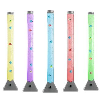 Nowa Stehleuchte Wassers&auml;ule Stehlampe Standleuchte Beistellleuchte, Farbwechslerfunktion Sprudelst&auml;rke Deko Fische, 12x LED, DxH 10x120cm