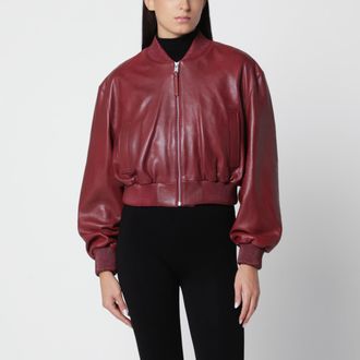 Arma Red Hannah cropped bomber jacket in leather