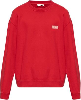 American Vintage Homme, Sweatshirts et sweats &agrave; capuche, Rouge, Taille: M SweaT-shirt avec logo imprim&eacute;