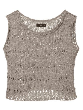 VOZ top crop en maille ajourée - Gris