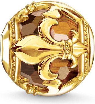Thomas Sabo Damen Herren-Bead Lilie Karma Beads 925 Sterling Silber 750 gelbgold vergoldet Tigerauge braun K0235-887-2
