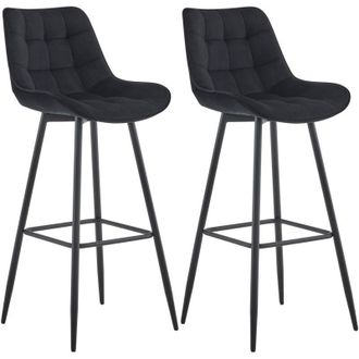 Clp Lot de 2 tabourets de bar Dartford Noir Velours