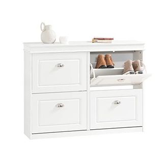 SoBuy Meuble Chaussure Rangement Chaussure avec 4 Abattants, Armoire à Chaussures Entrée, Meuble à Chaussures, Range Chaussures 16 Paires, pour Couloir, Ent