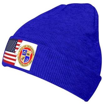 Generic Bonnet Tricoté Oceanside, Californie Et Amérique Chaud Bonnet Hiver Chaud Tricot Classique Beanie Tricoté pour Ski Femme Sports