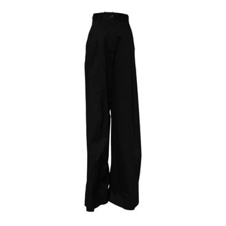 Dolce & Gabbana Weite Bein Baumwollhose Schwarz Rei&szlig;verschluss - - Trousers - Damen - Schwarzk - S