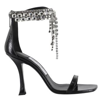 Jimmy Choo London Femme, Chaussures, Noir, Taille: 39 EU Sandalette en Cuir Verni Noir