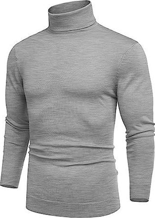 Coofandy Pull Col Roulé Homme - Pull à Col Roulé en Tricot Pull Manches Longues Chaud en Maille Uni Chandail Casual Slim Fit Pull Hiver sous Pull Gris Clair XX