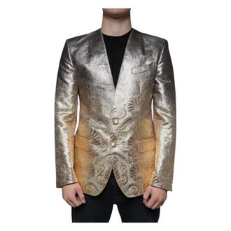 Dolce & Gabbana Homme, Vestes, Jaune, Taille: L Blazer Crois&eacute; &agrave; Deux Boutons