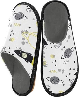 HMZXZ Planets Rockets Pantoufles pour homme et femme - Chaussons dint&eacute;rieur pour chambre &agrave; coucher, voyage, multicolore, 37.5/38 EU