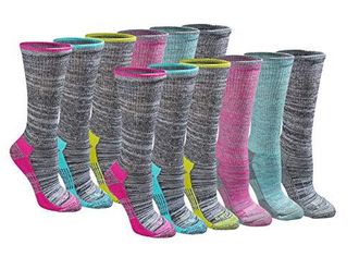 Dickies Womens Dritech Advanced Moisture Wicking Crew Sock (6/12, Grey Marl Bright (12 Pairs), Shoe Size: 6-9