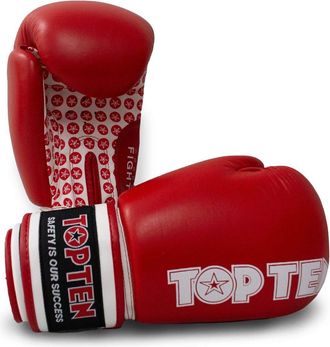 Top Ten by Eva Maria Sauer TOP Ten Boxhandschuhe Fight - 10 12 16 Oz - schwarz rot blau gr&uuml;n orange Kickboxen UVM. rot/wei&szlig; 10 Oz