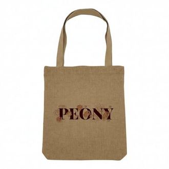 Fabulous Sac Shopping Tote Bag Aspect Lin - Peony Flowers Minimalist Chic Garden Love - Sac de Courses Toile Epaisse 360g Beige Naturel Cabas Port&eacute; Epaule Soli