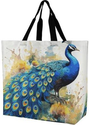 Generic Peinture &Agrave; LAquarelle De Paon Sac A Main Femmes L&eacute;ger Sacs De Courses Grand Sac Fourre-Tout Pour Travail Plage Universit&eacute;
