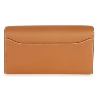 Herm&egrave;s Mens Gold Epsom Constance Long Wallet To Go Ghw Brown Leather