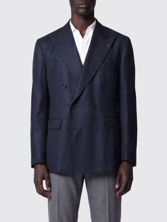 Tagliatore Blazer crois&eacute; en lin &agrave; col &agrave; revers