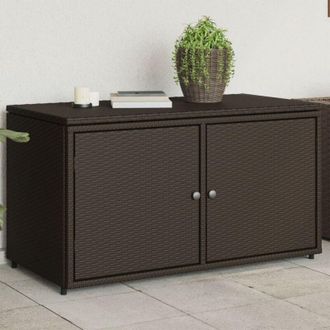Les Tendances Armoire de rangement jardin marron 110x55x60,5 r&eacute;sine tress&eacute;e